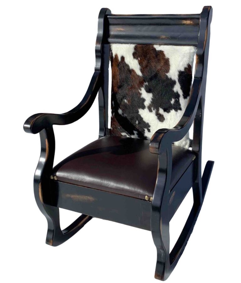 Leather and Cowhide Rocking Chair - Western Rocking Chair