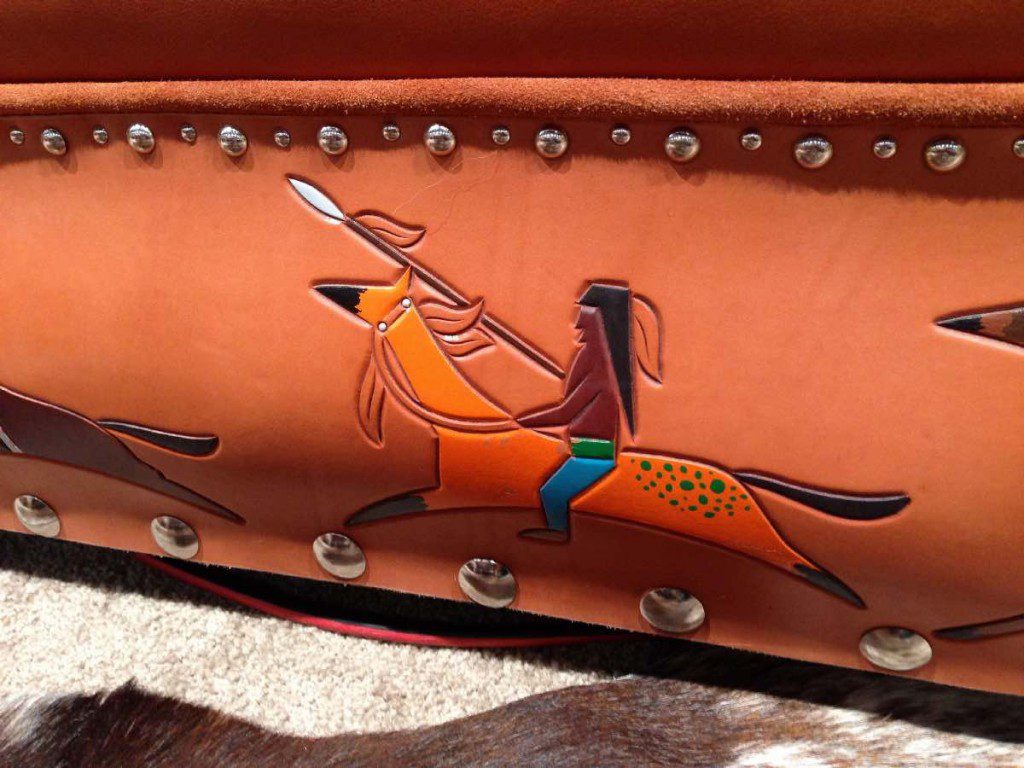 Native American Sofa with Painted Buffalo Hunt