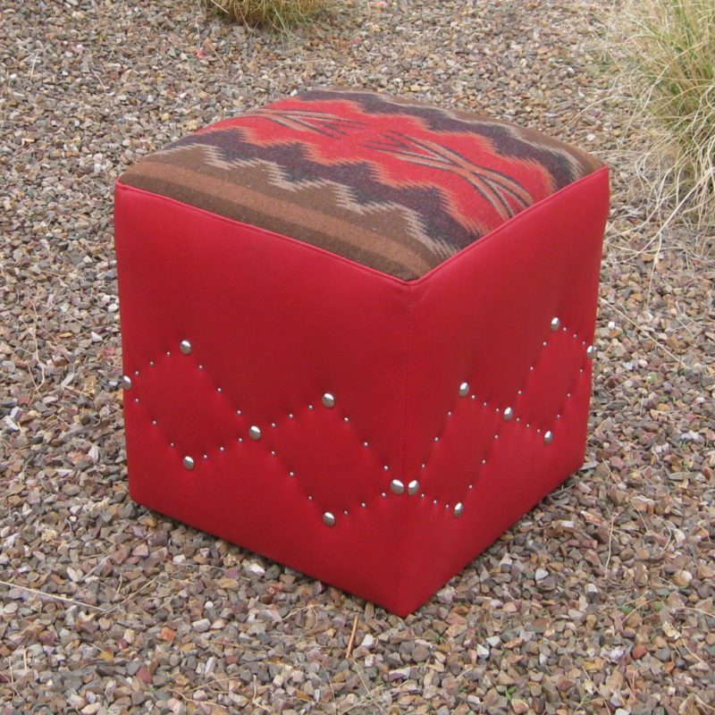 Leather Cube Ottoman with Pendleton® or Cowhide