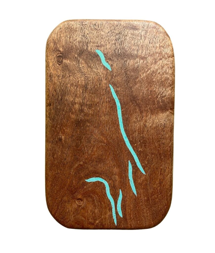 Mesquite Wood Cheese Board with Genuine Turquoise Inlay