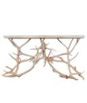 Console Sofa Table with Elk Antler Base and Wood Top