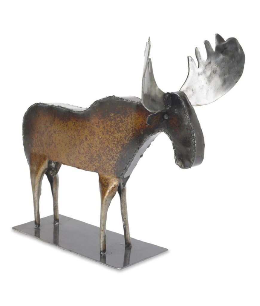Standing Moose Metal Tabletop Sculpture - Rustic Artistry